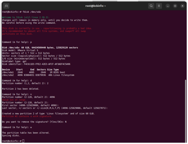 How To Expand Ubuntu 24.04 LTS File System Volume On VM Ware - bckinfo.com